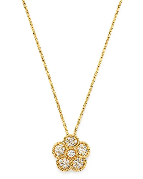 Roberto Coin 18k Yellow Gold Daisy Diamond Pendant Necklace 17.5 - White/gold