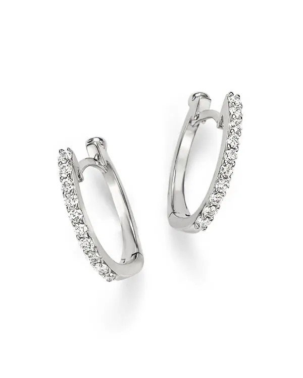 Roberto Coin 18k Gold Diamond Hoop Earrings - White