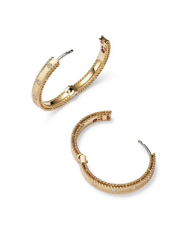 Roberto Coin 18k Yellow Gold Diamond Hoop Earrings