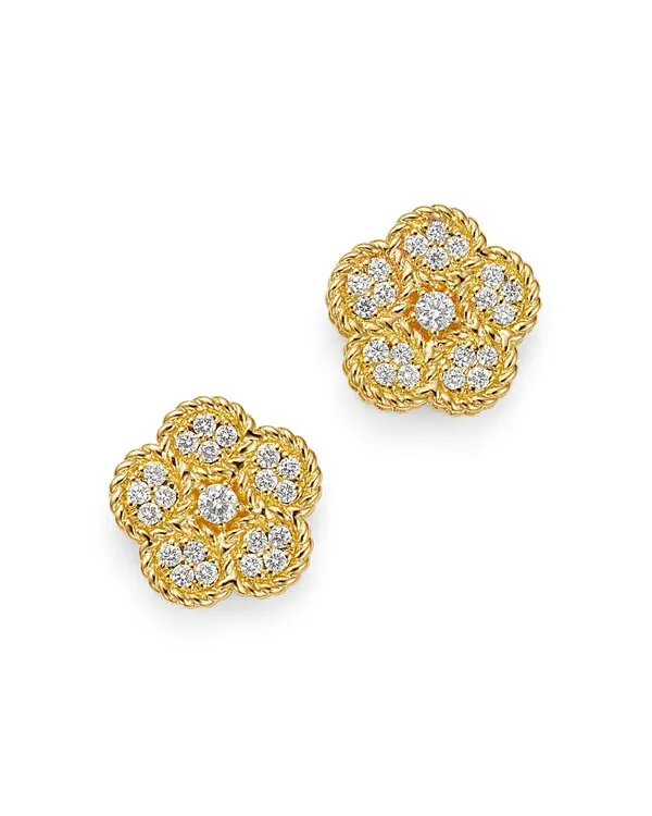 Roberto Coin 18k Yellow Gold Diamond Stud Earrings - White/gold