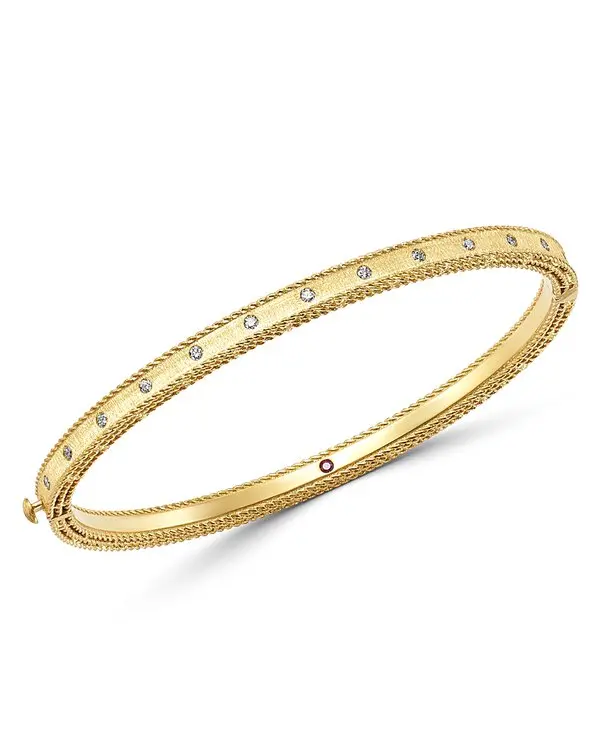 Roberto Coin 18k Yellow Gold Princess Diamond Bangle - White/gold