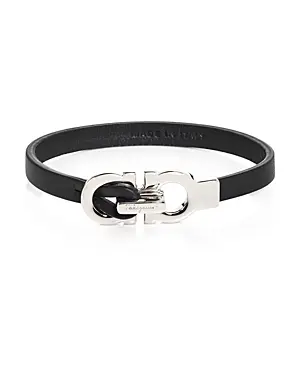 FERRAGAMO Double Gancini Leather Bracelet
