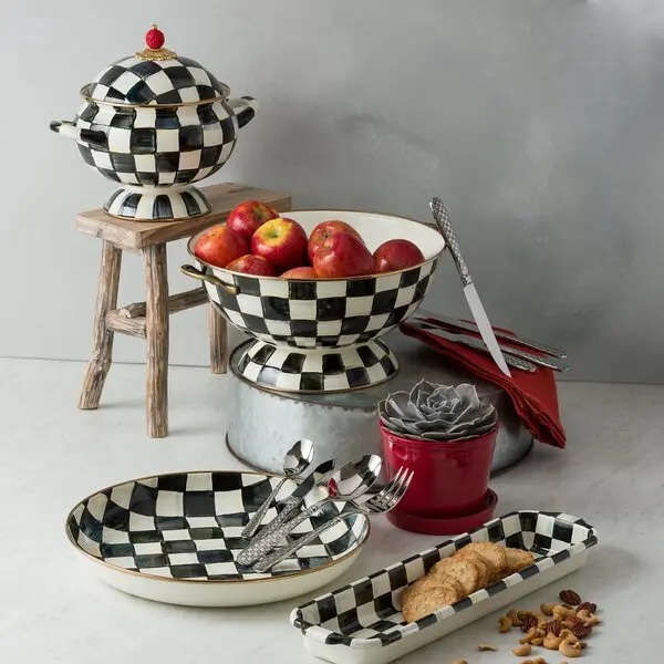 MACKENZIE-CHILDS Courtly Check Enamel Baguette Dish