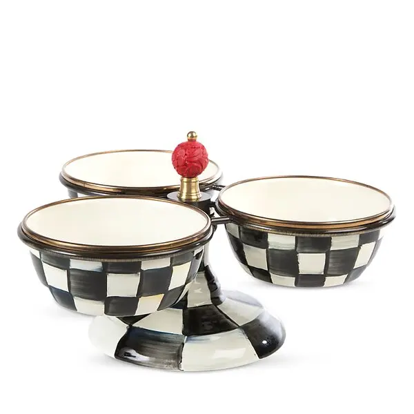 MACKENZIE-CHILDS Courtly Check Enamel Triplicity - Black