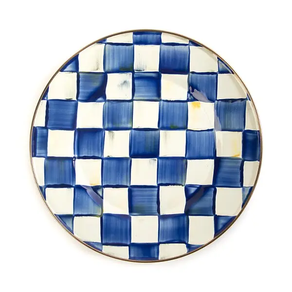 MACKENZIE-CHILDS Royal Check Dinner Plate - Blue/white