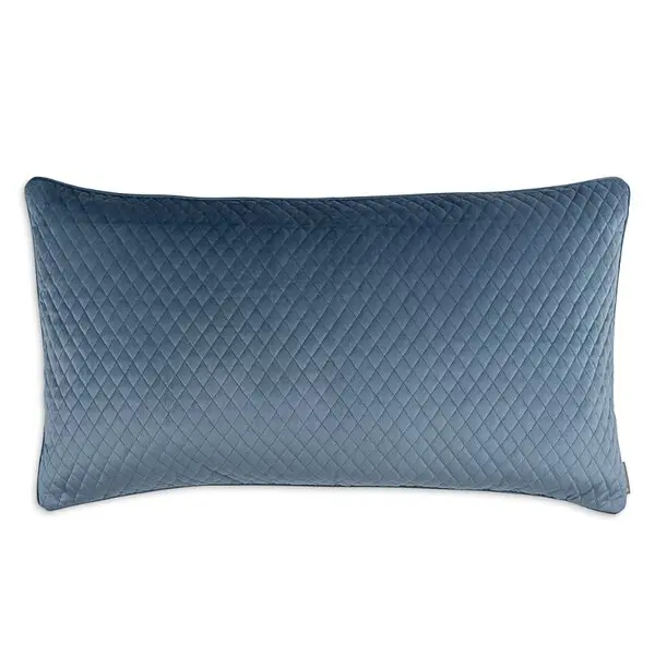 LILI ALESSANDRA Valentina Quilted Velvet Decorative Pillow, 20 X 36 - Smokey Blue