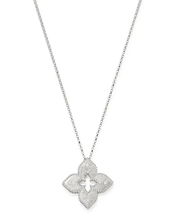 Roberto Coin 18k Venetian Princess Diamond Pendant Necklace - White Gold