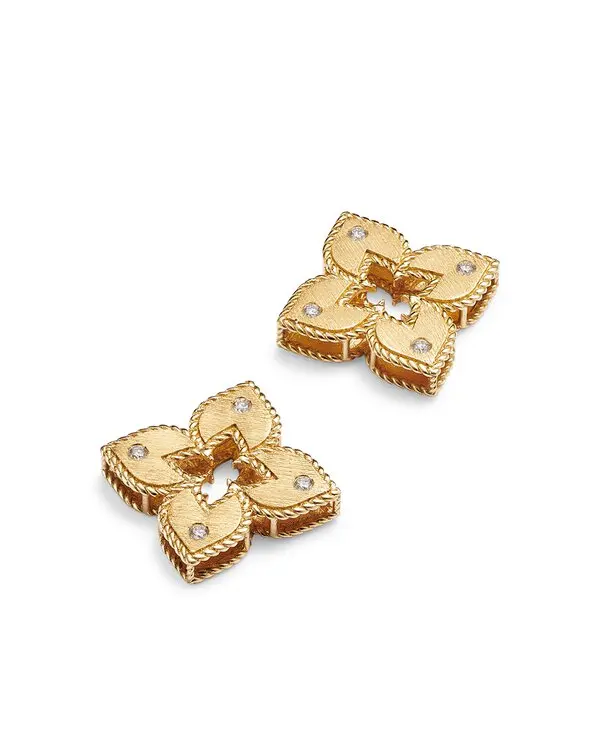 Roberto Coin 18k Yellow Gold Venetian Princess Diamond Stud Earrings - White/gold