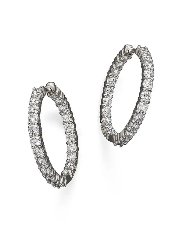 Roberto Coin 18k Gold Diamond Inside-out Hoop Earrings - White