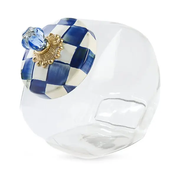 MACKENZIE-CHILDS Royal Check Cookie Jar - Blue