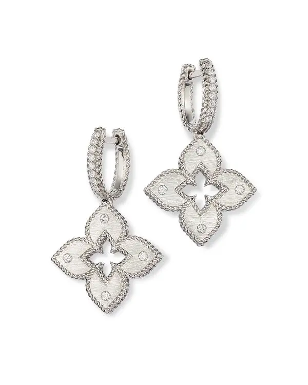Roberto Coin 18k Yellow Gold Venetian Princess Diamond Drop Earrings - White