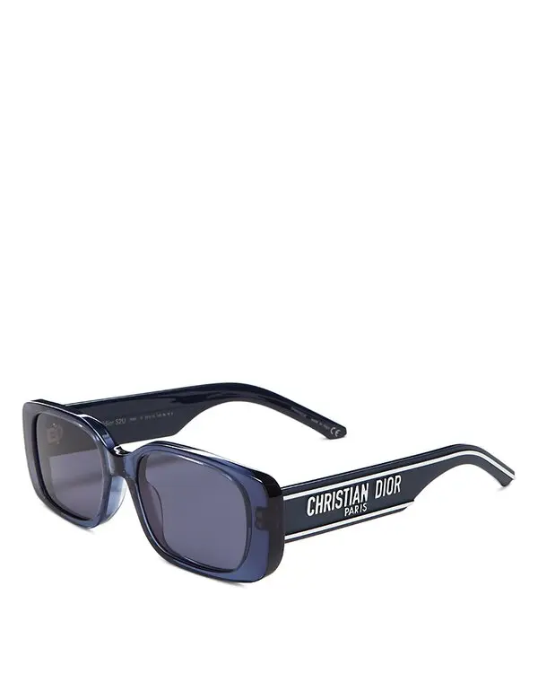 Dior Rectangular Sunglasses, 53mm - Blue/blue Solid