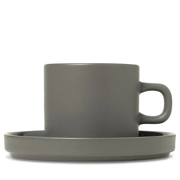 BLOMUS Pilar Coffee Cups With Saucers, Set Of 2 - Pewter