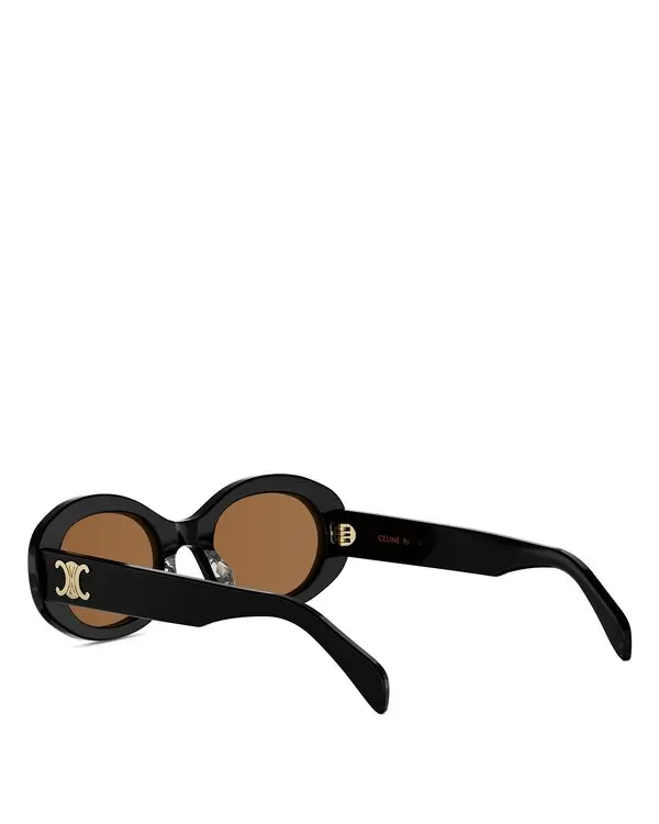 Celine Triomphe Oval Sunglasses - Shiny Black/nicotine