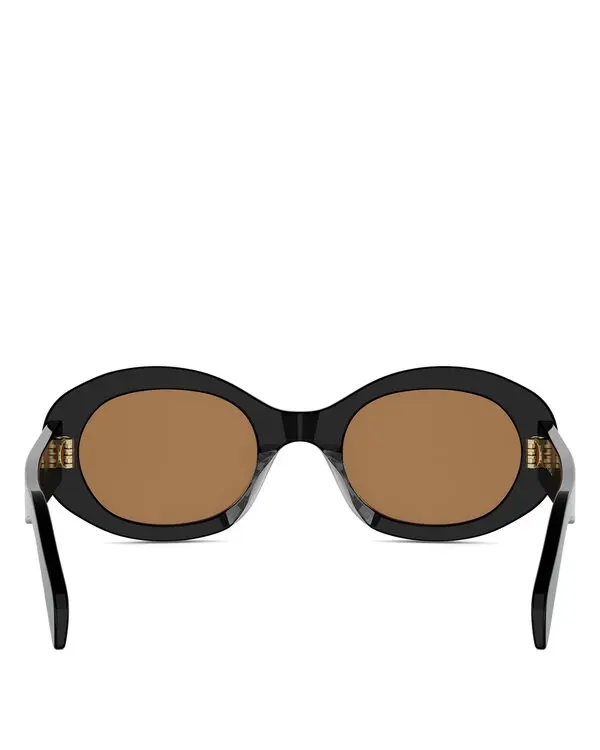 Celine Triomphe Oval Sunglasses - Shiny Black/nicotine