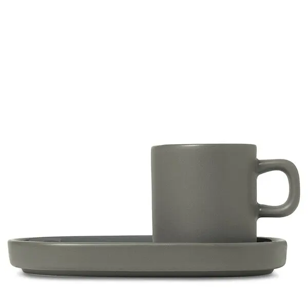 BLOMUS Pilar Espresso Cups With Trays, Set Of 2 - Pewter