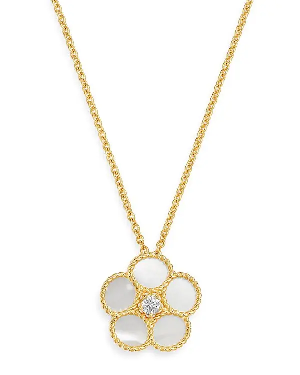 Roberto Coin 18k Yellow Gold Daisy Mother-of-pearl & Diamond Pendant Necklace - White/gold