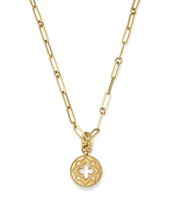 Roberto Coin 18k Yellow Venetian Princess Diamond Medallion Pendant Necklace - Gold