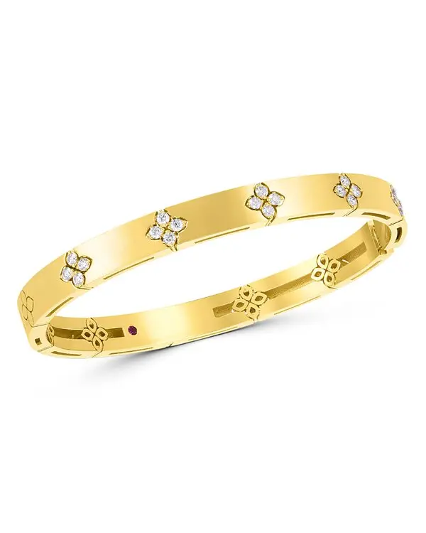Roberto Coin 18k Yellow Diamond Flower Bangle Bracelet - Gold
