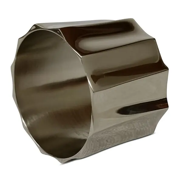 AMAN IMPORTS Metal Tube Paneled Napkin Ring Exclusive - Nickle