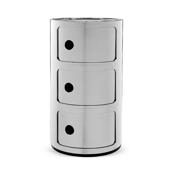 KARTELL Componibili Metal 3 Tier Storage Tower - Chrome