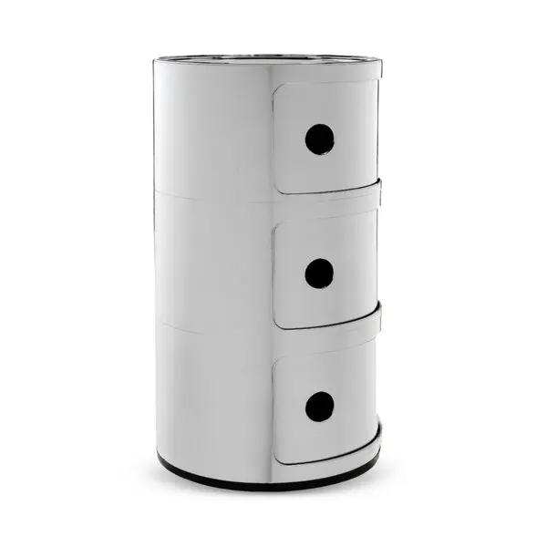 KARTELL Componibili Metal 3 Tier Storage Tower - Chrome
