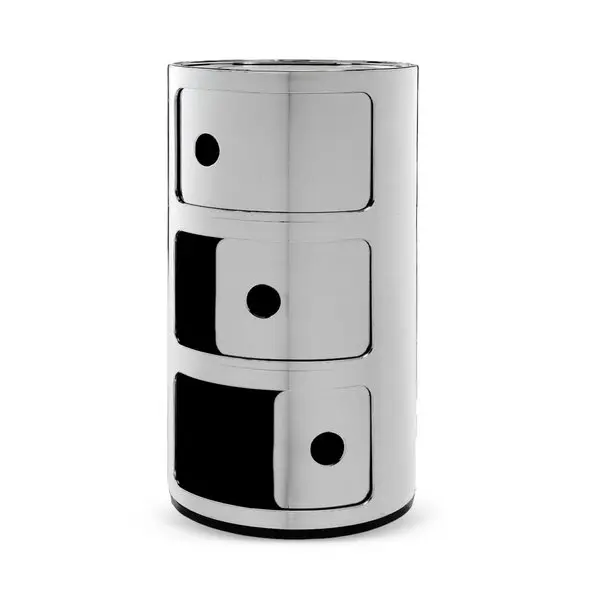 KARTELL Componibili Metal 3 Tier Storage Tower - Chrome