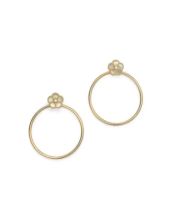 Roberto Coin 18k Mother Of Pearl Daisy Hoop Earrings - Yellow Gold