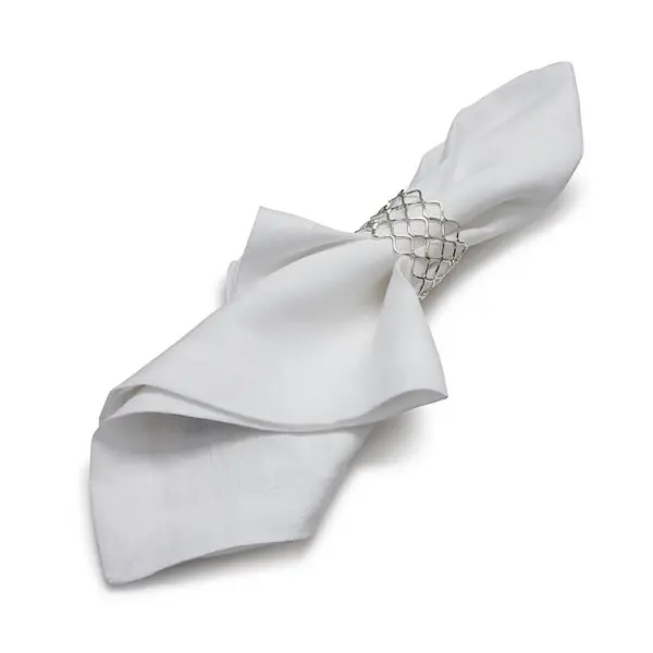 AMAN IMPORTS Netted Brass Napkin Ring Exclusive - Silver