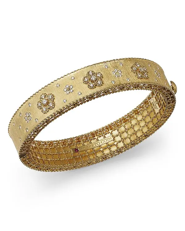 Roberto Coin 18k Diamond Daisy Bangle - Yellow Gold