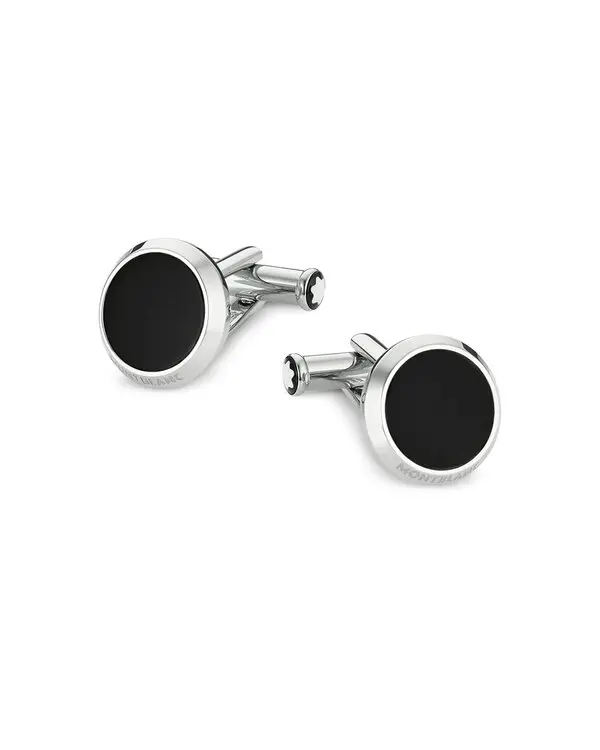 Montblanc Meisterstuck Onyx Inlay Round Cufflinks - Gray