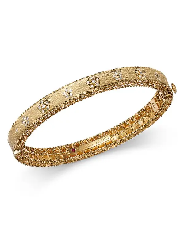 Roberto Coin 18k Diamond Daisy Bangle Bracelet - Yellow Gold