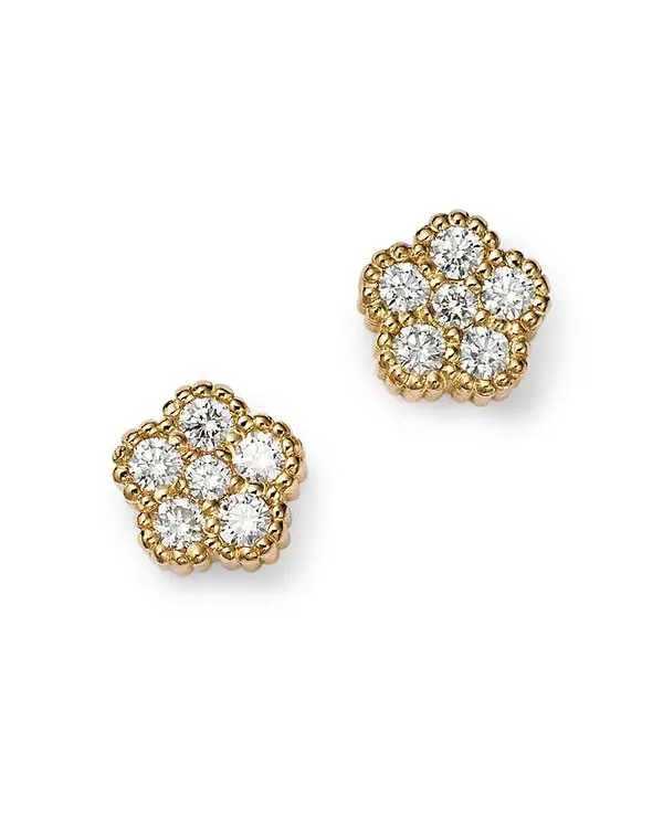 Roberto Coin 18k Yellow Diamond Flower Stud Earrings - Gold
