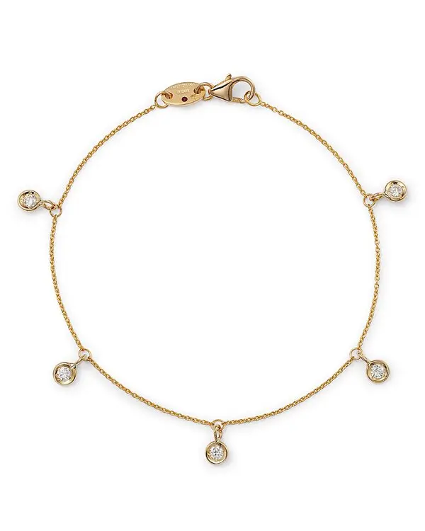 Roberto Coin 18k Yellow Diamond Five Station Dangle Bracelet - Gold