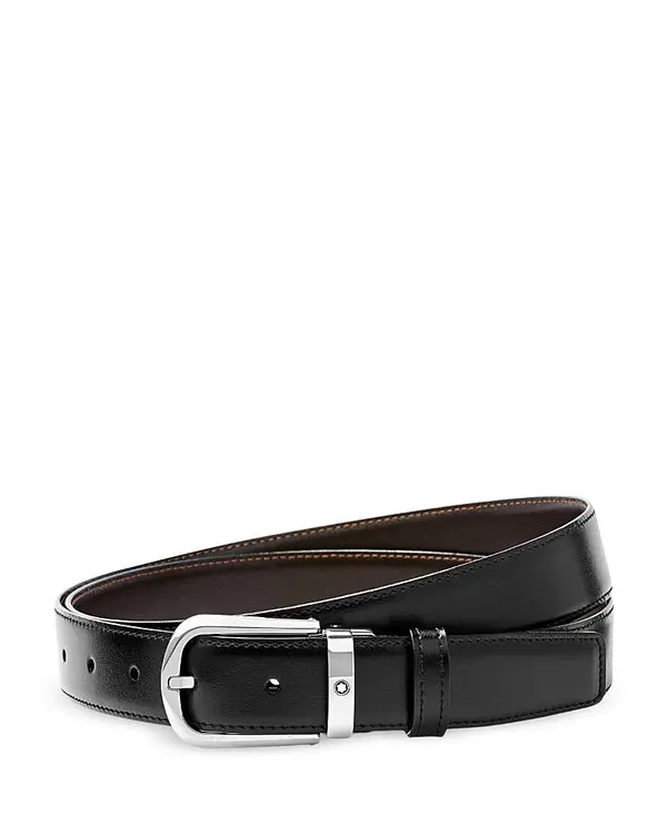 Montblanc Horseshoe Stainless Steel Reversible Belt - Black/brown