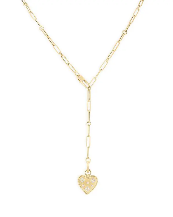 Roberto Coin 18k Yellow Venetian Princess Diamond Heart Lariat Necklace - Gold