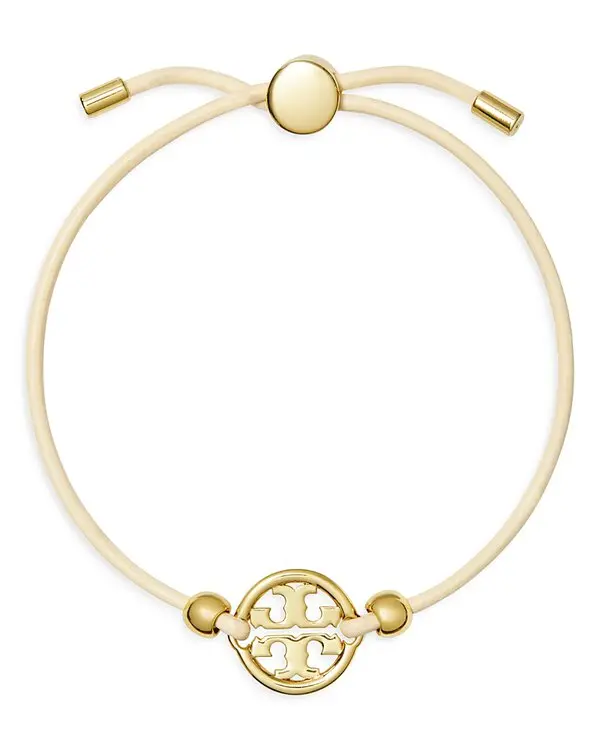 Tory Burch Miller Logo Charm Slider Bracelet - Ivory/gold