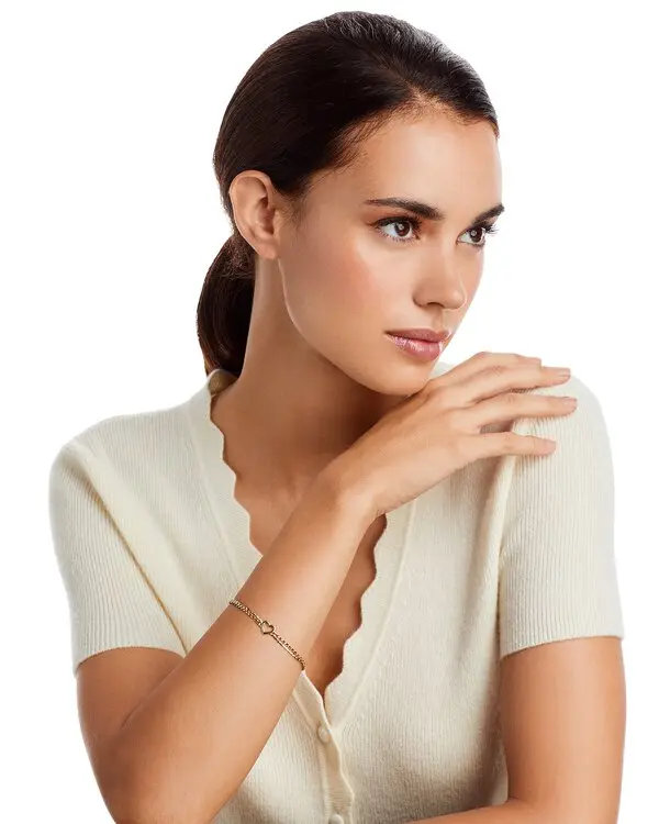 Bloomingdale'S Open Heart Curb Link Chain Bracelet