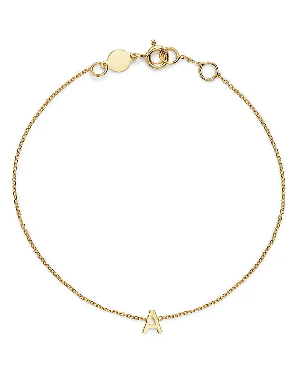 MOON & MEADOW 14k Yellow Gold Initial Chain Bracelet - A