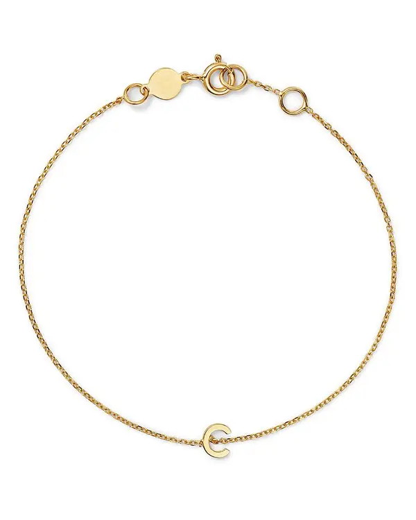 MOON & MEADOW 14k Yellow Gold Initial Chain Bracelet - C