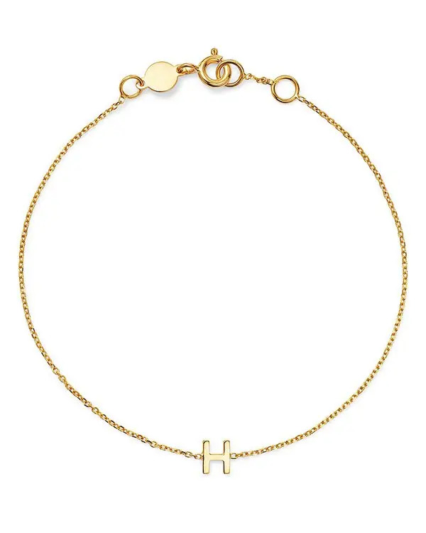 MOON & MEADOW 14k Yellow Gold Initial Chain Bracelet - H