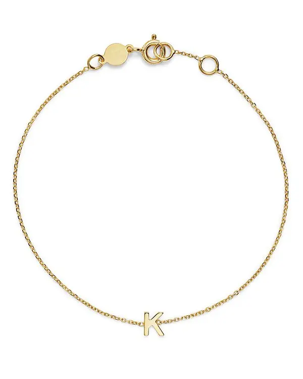 MOON & MEADOW 14k Yellow Gold Initial Chain Bracelet - K