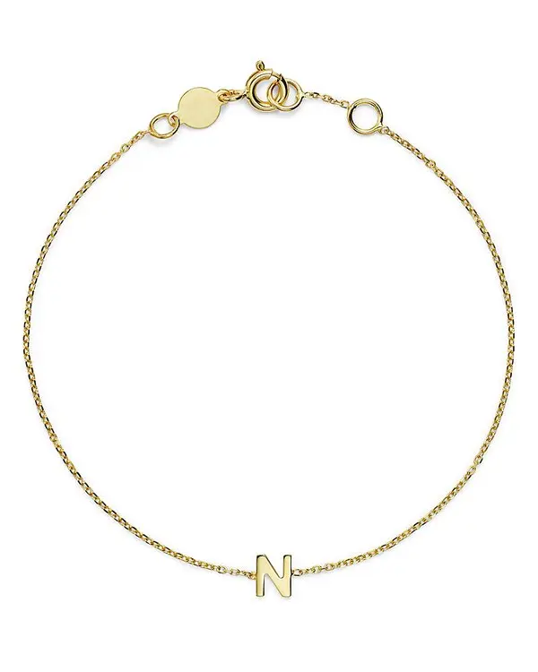 MOON & MEADOW 14k Yellow Gold Initial Chain Bracelet - N