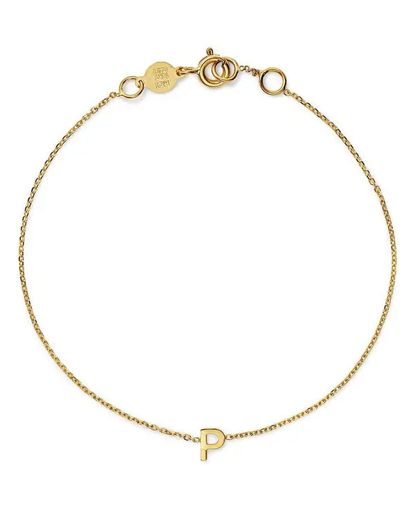 MOON & MEADOW 14k Yellow Gold Initial Chain Bracelet - P