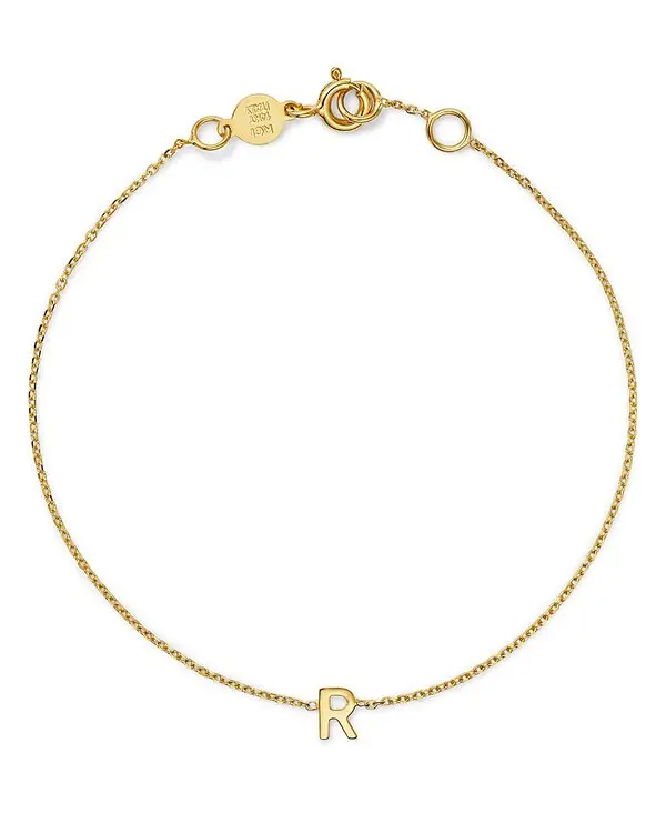 MOON & MEADOW 14k Yellow Gold Initial Chain Bracelet - R