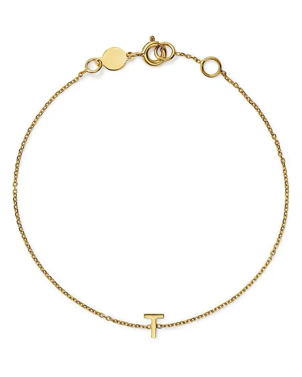 MOON & MEADOW 14k Yellow Gold Initial Chain Bracelet - T