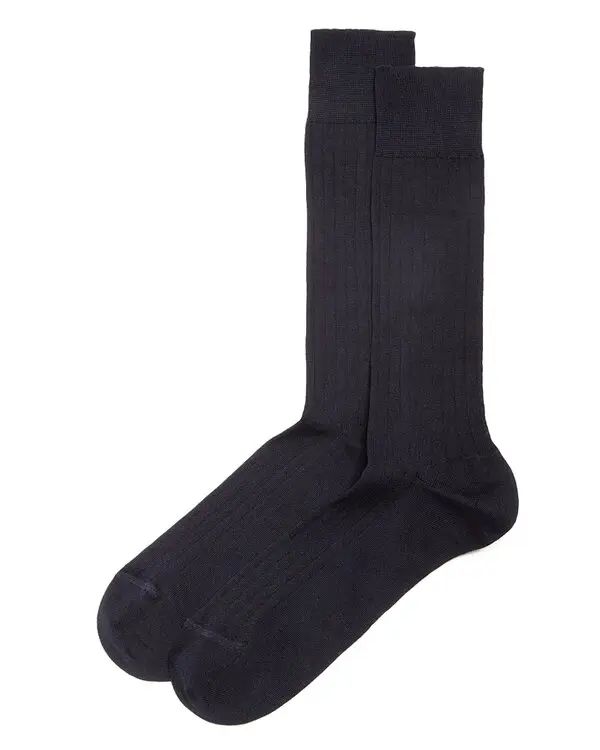 Bloomingdale'S Ribbed Cotton Blend Socks Exclusive - Navy