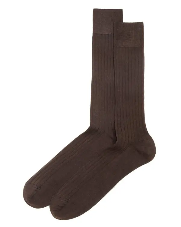 Bloomingdale'S Ribbed Dress Socks - Brown