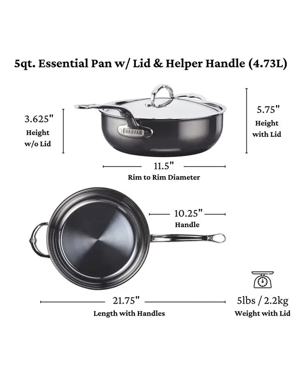 HESTAN Nanobond Molecular Titanium 5-quart Essential Pan With Lid