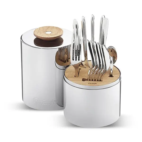 Christofle Essentiel 24-piece Flatware Set With Storage Canister - Silver